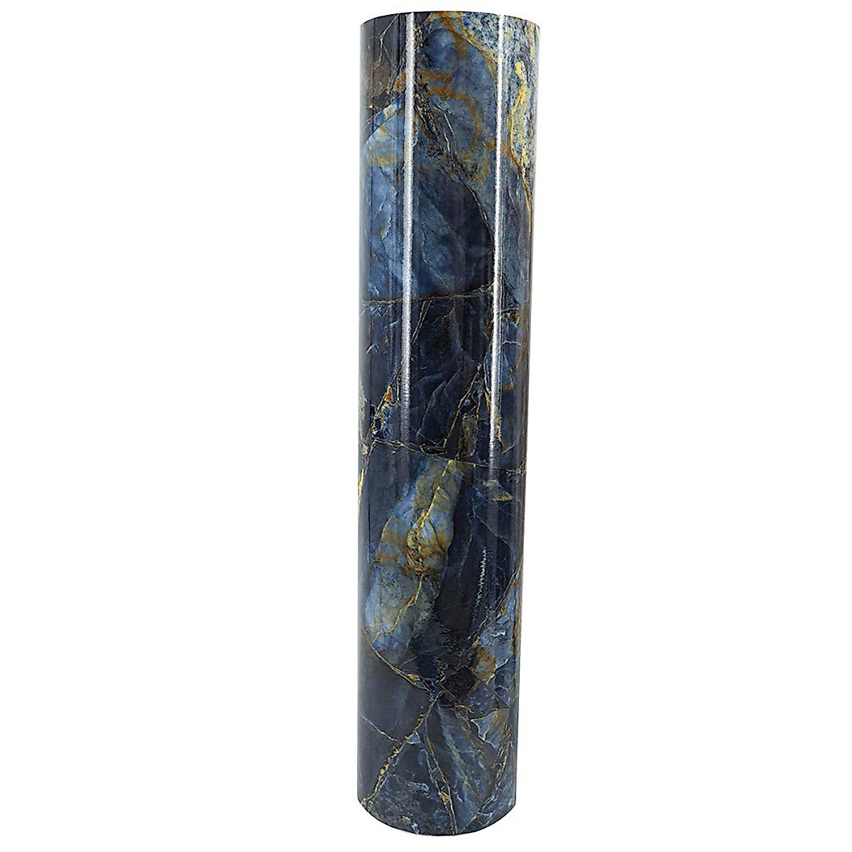 GLOW4U Glossy Vinyl Marble Wall Paper for Kitchen Countertops Table Self Adhesive Granite Shelf Liner (15.7x117 Inches)