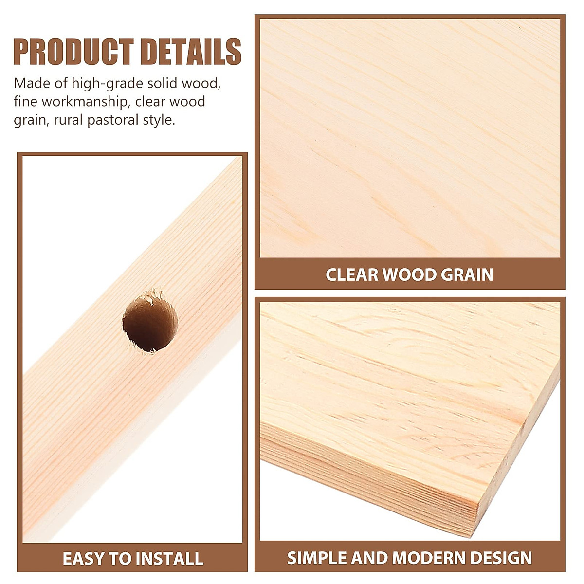 Cabilock 3 Sets Floating Shelf Wooden Shelf Farmhouse Hanging Wooden Shelving Wood Decor Moon Shelf Invisible Shelves Rustic Home Decor Shelves for Wall Decor Sturdy Wall-Mounted Bookshelf