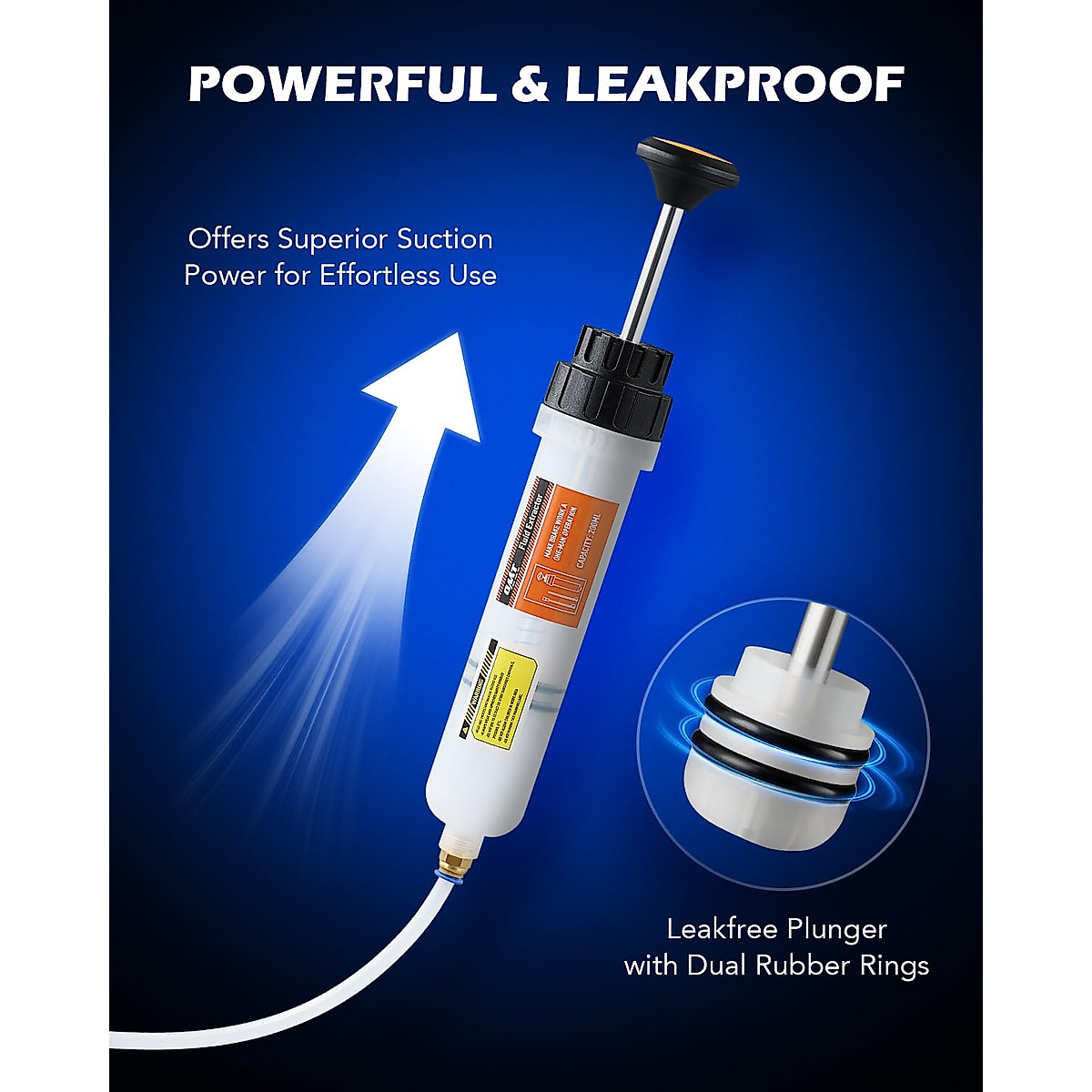 Orion Motor Tech 200mL Manual Fluid Extractor and Filler, Syringe Style Pump for Power Steering Transmission Gear Oil & Brake Fluid Changes, Hand Vacuum Pump for ATV Boat Automotive Fluid Extraction