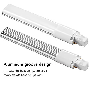 HengBO GX23 LED Bulb, 6W PL Horizontal Lamp, 13W CFL Bulb Equivalent, 180° Beam Angle, 6000K Daylight Recessed Down Light Bulb (Remove/Bypass The Ballast) – 2 Pack