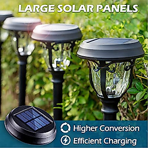 LeiDrail Solar Pathway Lights Outdoor, 2 Pack 2 Modes Bright Solar Path Light Metal Glass Waterproof for Garden Yard Patio Decoration Warm White/Cool White Landscape Lighting
