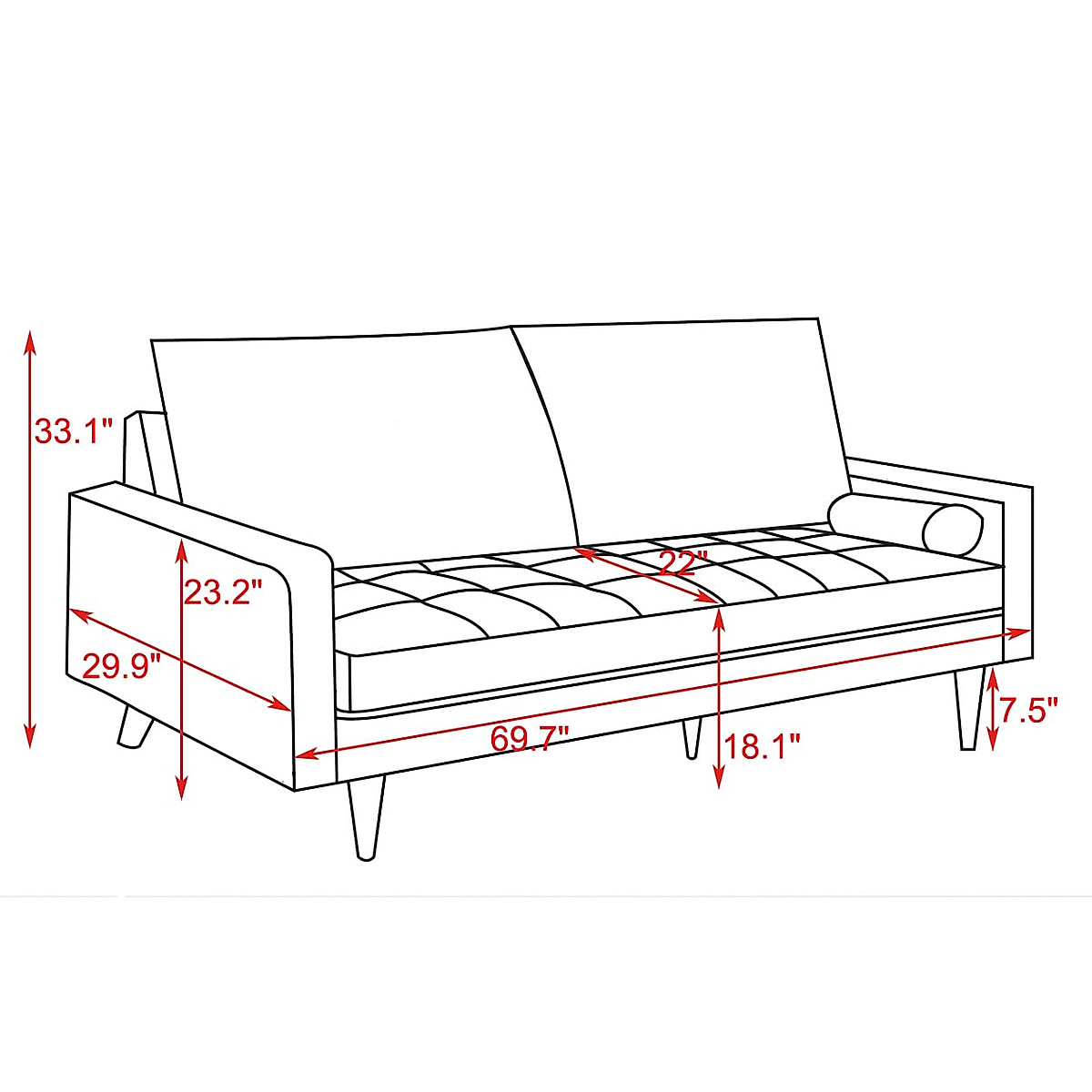 Kingway Inc Sofas, 3 Seat, White