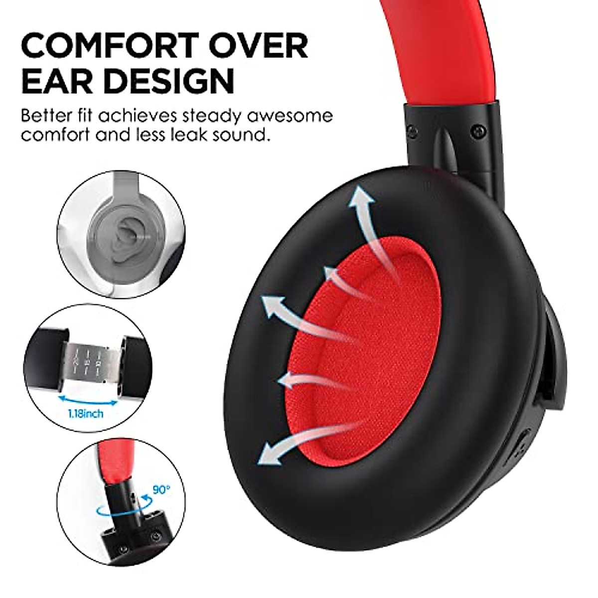 AUSDOM E7 Bluetooth Noise Cancelling Headphones: Wireless Over Ear ANC Headphones with Microphone, 50H Playtime, Hi-Fi Stereo Sound, Deep Bass, Comfortable Protein Earpads for Travel Work Home Office