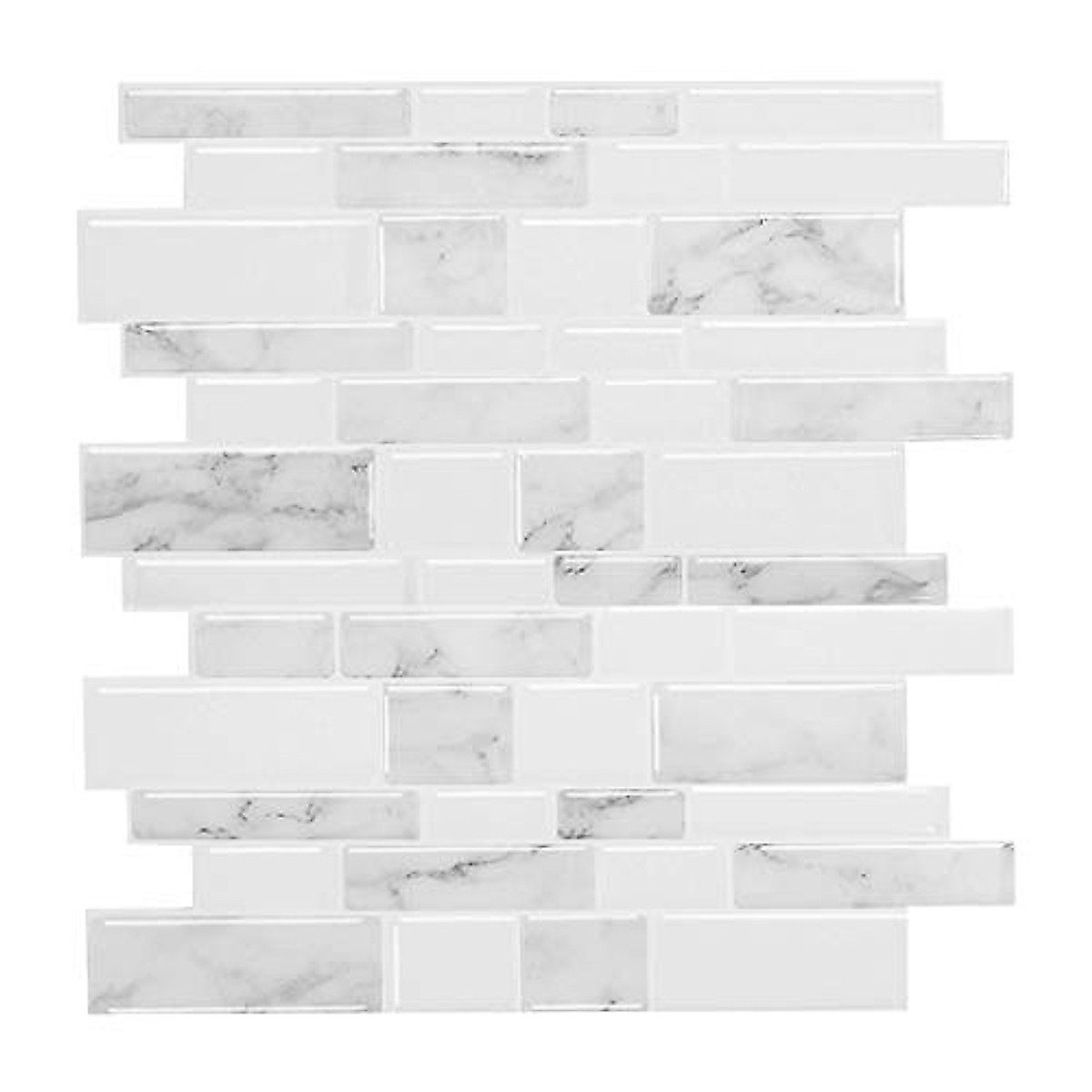 WalDecoo Marble Peel and Stick Backsplash for Kitchen, Thicker Design Self Adhesive Wall Tiles Stick on Backsplash, Marble Look Decorative Tiles (10 Tiles, 12”× 12”)