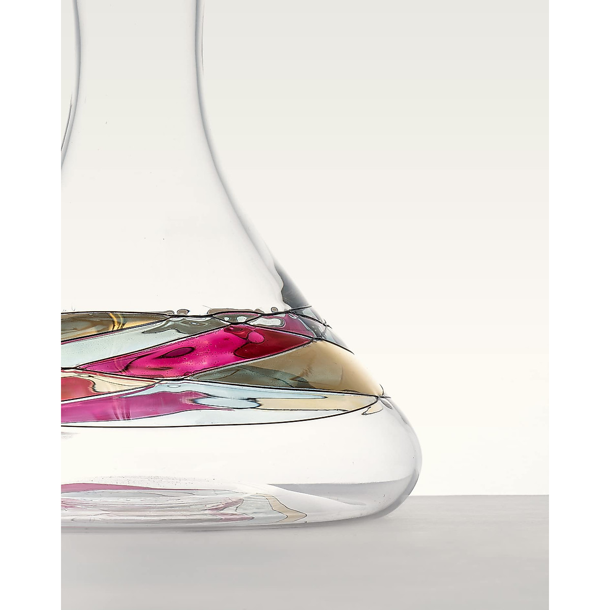 Antoni Barcelona Set Wine Decanter and Wine Glasses Mouth Blown Hand Painted Amazing Gift Wedding Woman Man Unique Present Anniversary Drink Party (Large Wine Glasses Set 2, Red)