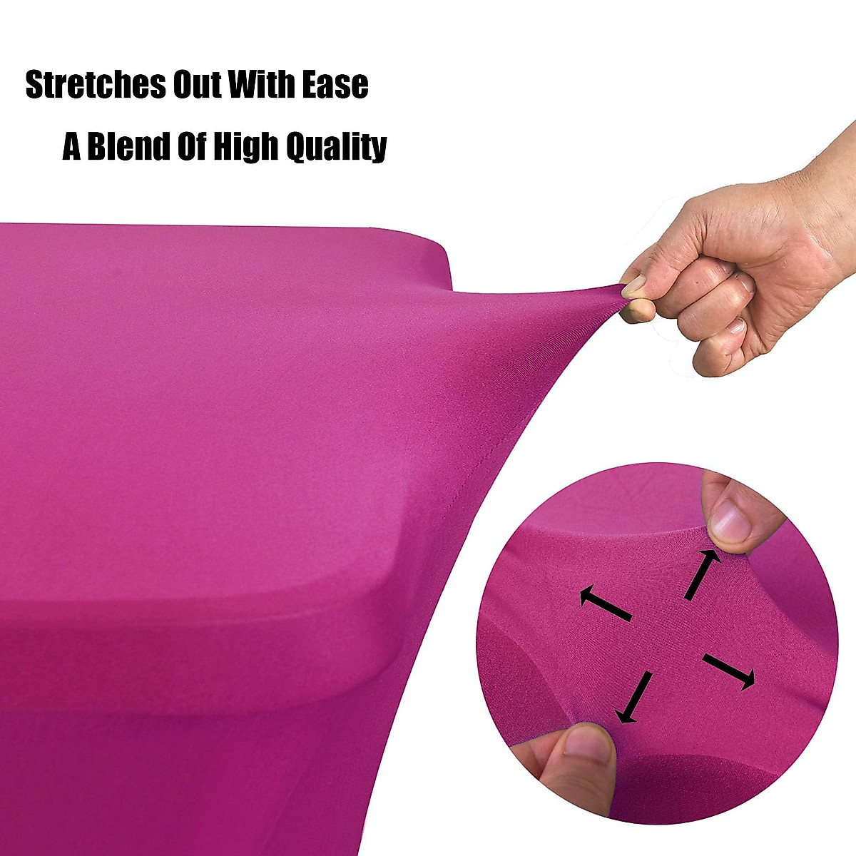 Indoor-Beauty Spandex Tablecloth 6FT Stretch Table Cover Fitted Rectangular Tables, Universal Stretch Patio Table Cloth for Wedding, Banquet, Party and Event（Fuchsia, 6FT