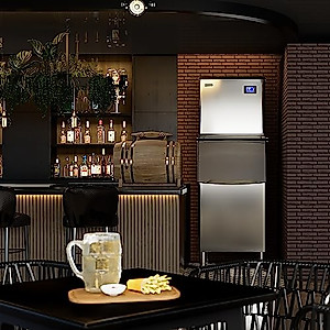 Commercial Ice Maker Machine 400lbs/24H with 300Lbs Large Storage Bin, Industrial Ice Machine with SECOP Compressor,ETL Approval, Scoops Hose Included,Perfect for Bar Restaurant,110V