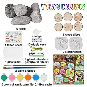 Rock Painting Kit for Kids, Glow in The Dark Arts & Crafts Gifts for Boys and Girls Ages 4-12, Kids Craft Kits Art Set, Creative Art Toys for Kids Age 4, 5, 6, 7, 8, 9, 10, 11,