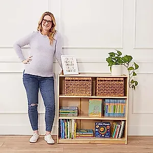 ECR4Kids Classic Bookcase, 36in, Adjustable Bookshelf, Natural
