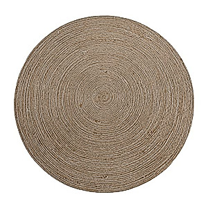 Flash Furniture Kelsey Area Rug - Jute - Round - 4 Foot - Polyester Blend - Braided