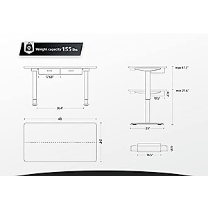 FEZIBO Adjustable Height Electric Standing Desk with Double Drawer, 48 x 24 Inches Stand Up Home Office Desk with Splice Tabletop, White Frame/White Top