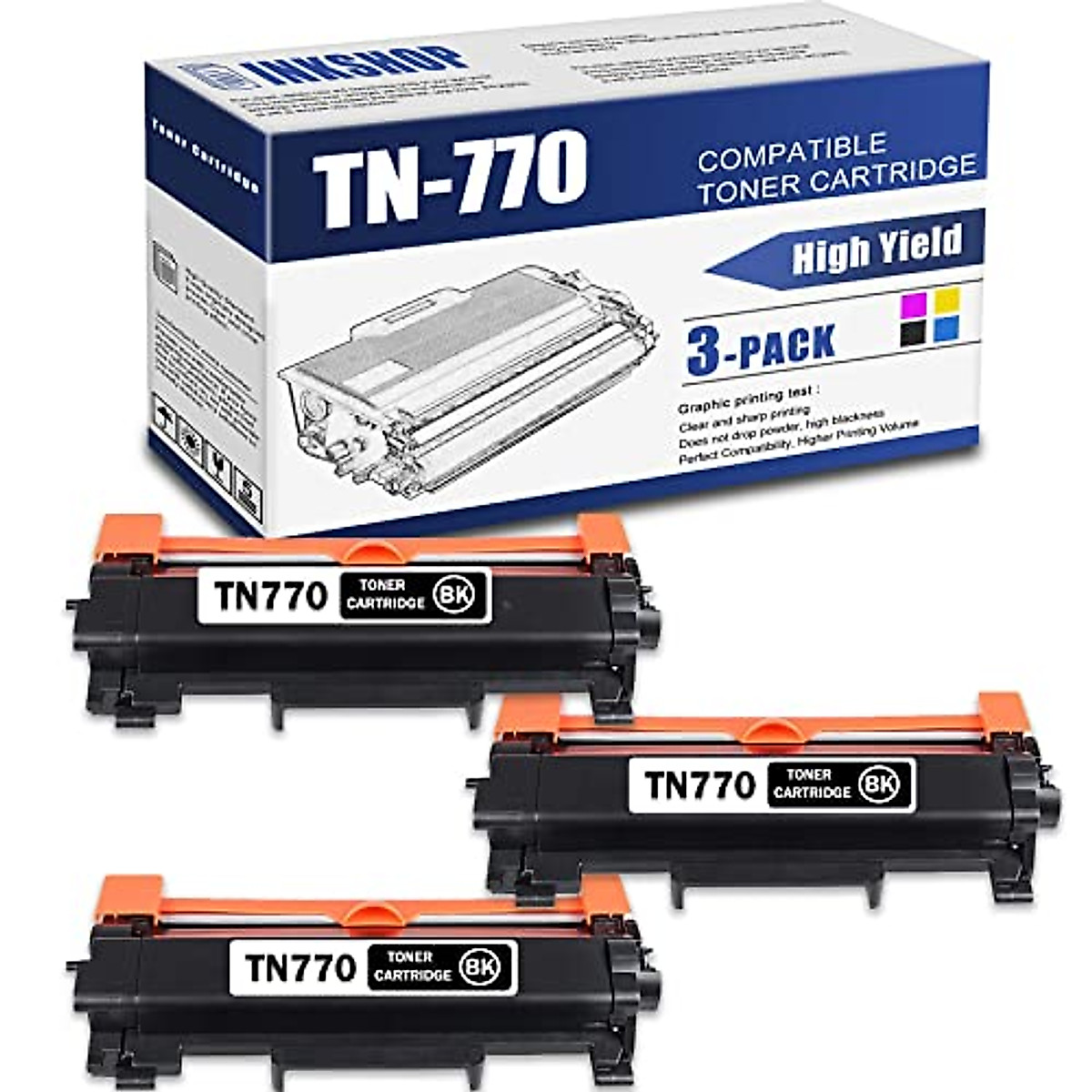 TN770 Compatible TN-770 Black High Yield Toner Cartridge Replacement for Brother TN-770 DCP-L2550DW MFC-L2710DW HL-L2350DW HL-L2370DW HL-L2390DW Toner.(3 Pack)
