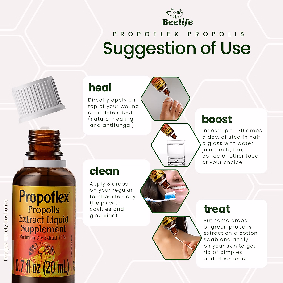 Beelife Propoflex Green Propolis Extract 20ml - 11% Dry Extract - Bee Propolis Tincture, High Artepillin-C Levels – Natural & Kosher Antioxidant-Rich Liquid Supplement for Health, Wellness Brazil 20ml