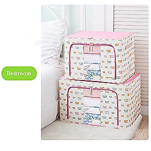 WWWUUU Storage Boxes , Oxford Cloth Steel Frame Storage Box Bag, Easy to Fold with Sturdy Zipper,Storage for Clothes,Bed ,Blankets,Bedding,Pillow (Navy Blue, 15.4x11.4x7.9 IN (22L))