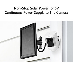 Solar Panel Compatible with Ring Stick Up Camera Battery/Ring Spotlight Cam Battery/Reolink Argus Pro,Includes 3.5mm Plug with USB & Type-C Adapter,5v/2.4W Output Fast Charging