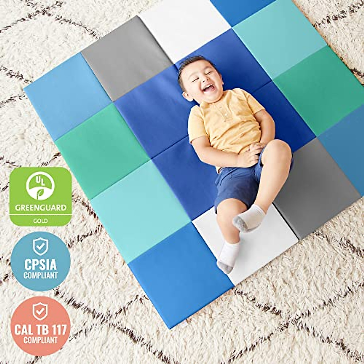 ECR4Kids SoftZone Square Dance Activity Mat, Folding Playmat, Contemporary