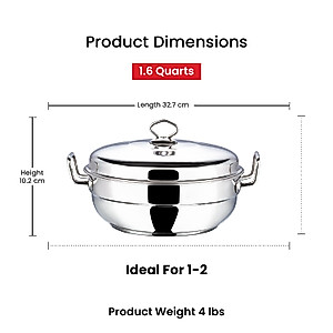 Vinod Stainless Steel 6 pcs Multi Kadai (Induction Friendly) lid, 26cm