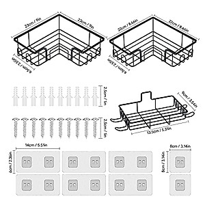 Estefanlo Shower Caddy 2 Pack Corner Shower Caddy, Soap Dish, Shower Organizer Adhesive Corner Shower Shelves Stainless Steel Shower Rack for Full 90 Degree Angle Wall Corner