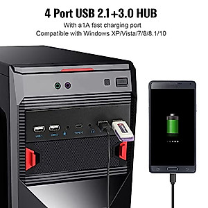 MZHOU USB2.0 + 3.0 Metal Front, 5.25 inch 19Pin Front Panel Adapter, 4 USB 3.0 Port hubs and (1HD Audio Port / 1TPY-C Port / 1 Microphone Input)