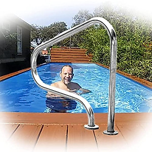 Sturdy Pool Safety Handrails Pool Handrails Swimming Pool Handrails Easy-to-Install Handrails 304 Stainless Steel Reinforced Base Spas Stair Handrails for Garden Backyard Pools