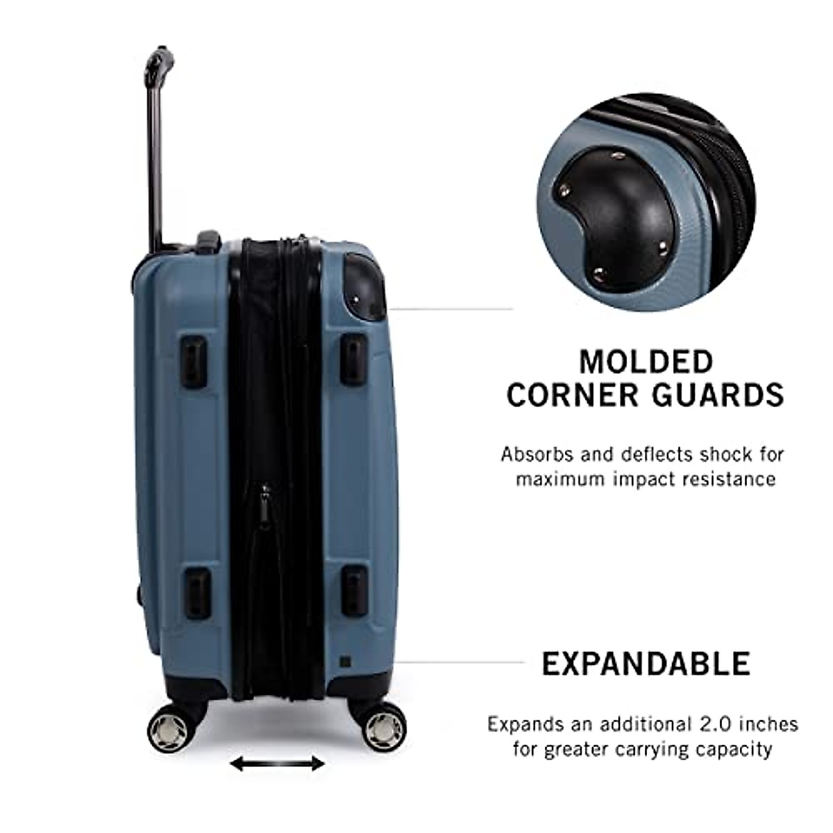 Kenneth Cole REACTION Renegade Luggage Expandable 8-Wheel Spinner Lightweight Hardside Suitcase, Granite Blue, 28-Inch Checked