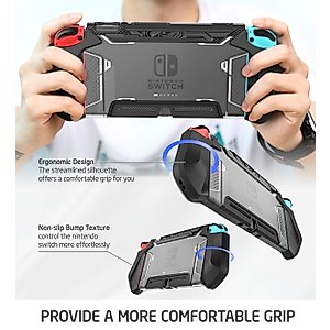 Mumba Dockable Case for Nintendo Switch, [Blade Series] TPU Grip Protective Cover Case Compatible with Nintendo Switch Console and Joy-Con Controller (Black)