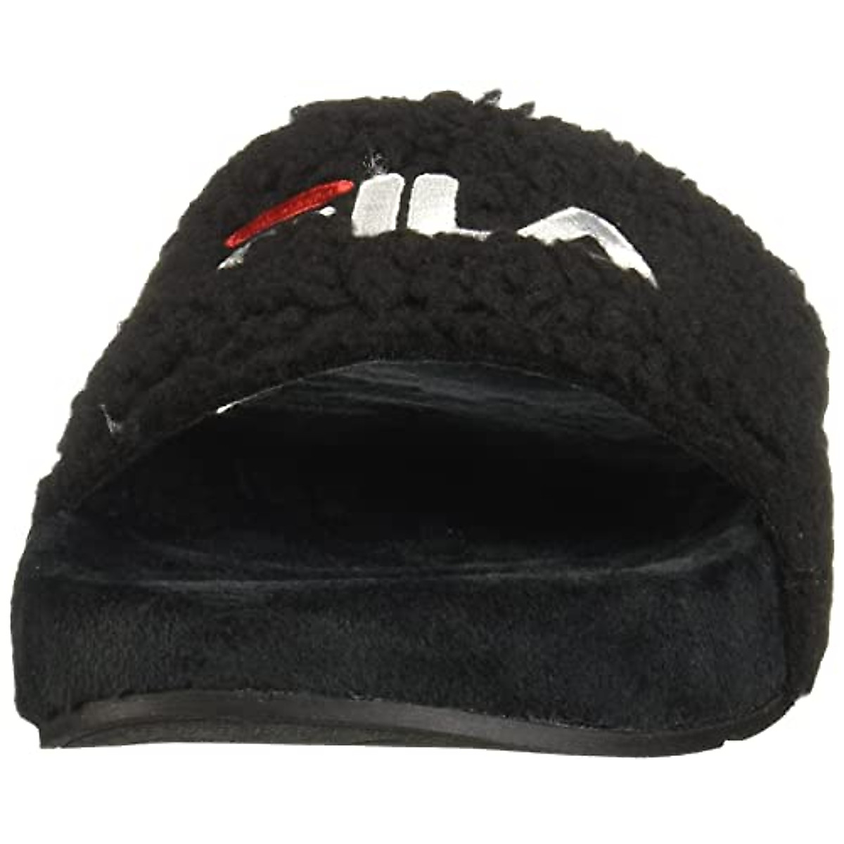 Fila Women's Fuzzy Slide Sandal, Black Red/White, 9