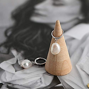 Small Pearl Huggie Hoop Earrings with Dangle for Women, Sterling Silver Drop Huggie Earring with Charm for Everyday