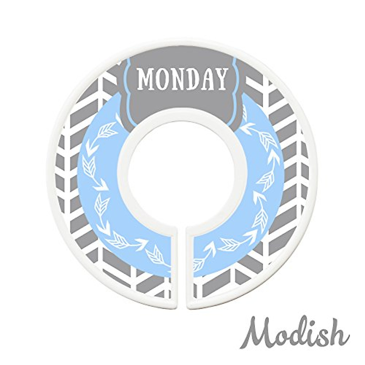 Modish Labels Daily Clothes Organizers, Days of Week Closet Dividers, Closet Organizers, School Supplies, Work Week Clothes Organizer, Boy, Male, Men, Arrows, Tribal, Blue, Grey, Gray (Days)