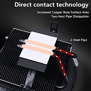 DS 120MM CPU Cooler for PC Case, Black Aluminum Extrusion CPU Cooling LED Fan for Computer Case, Compatible with Intel LGA 1366 1156 1155 766 (Static RGB Fan, C Series)