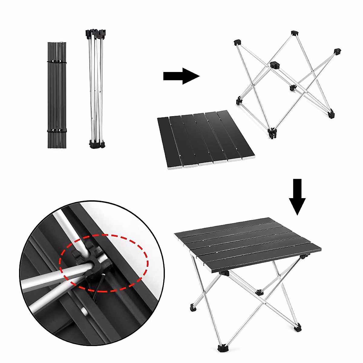 Outry Lightweight Aluminum Folding Table, Portable Camp Table, Outdoor ...