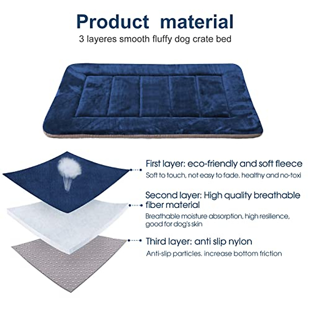 Hero Dog Extra Large Dog Bed Crate Pad Mat Soft Kennel Pads 48 in Non Slip Washable Dog Mattress Pet Beds Cushion for Pets Sleeping Mats