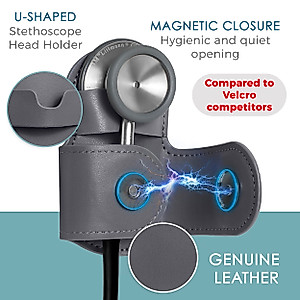 Magnetic Stethoscope Holder Clip - Magnetic Snap & Inner Pocket - Genuine Leather Stethoscope Waist Holder – Littman Stethoscope, Littman Cardiology – Gift for Nurses, Doctors & More