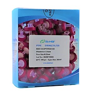 Simsii Syringe Filter, Hydrophobic PTFE Membrane Disc, Diameter 13 mm, Micron Pore Size 0.22 μm, 100/pack