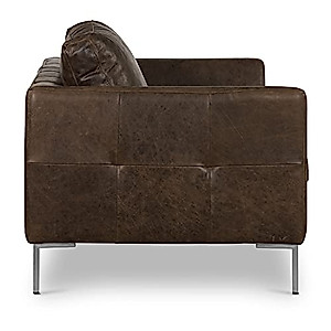 POLY & BARK Calle 90" Sofa, Brown Stone/Brushed Silver