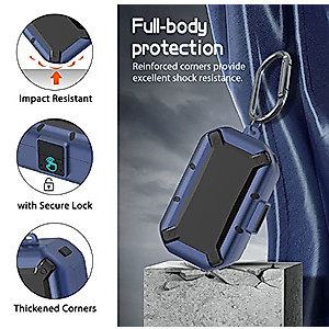 [with Lock] TOLUOHU Cover for Bose QuietComfort Earbuds Case, Shock-Absorbing Protective PC+TPU Security Lock Case Compatible with Bose QuietComfort Earbuds for Men Women with Keychain (Blue)