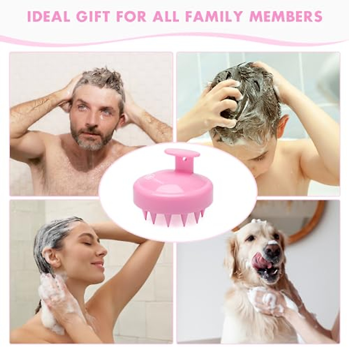 FREATECH 2-Pack Hair Scalp Massager Shampoo Brush, Shower Hair Brush with Long & Flexible Silicone Bristles for Scalp Scrub, Head Massage and Hair Growth, Dandruff Comb Scalp Scrubber Exfoliator