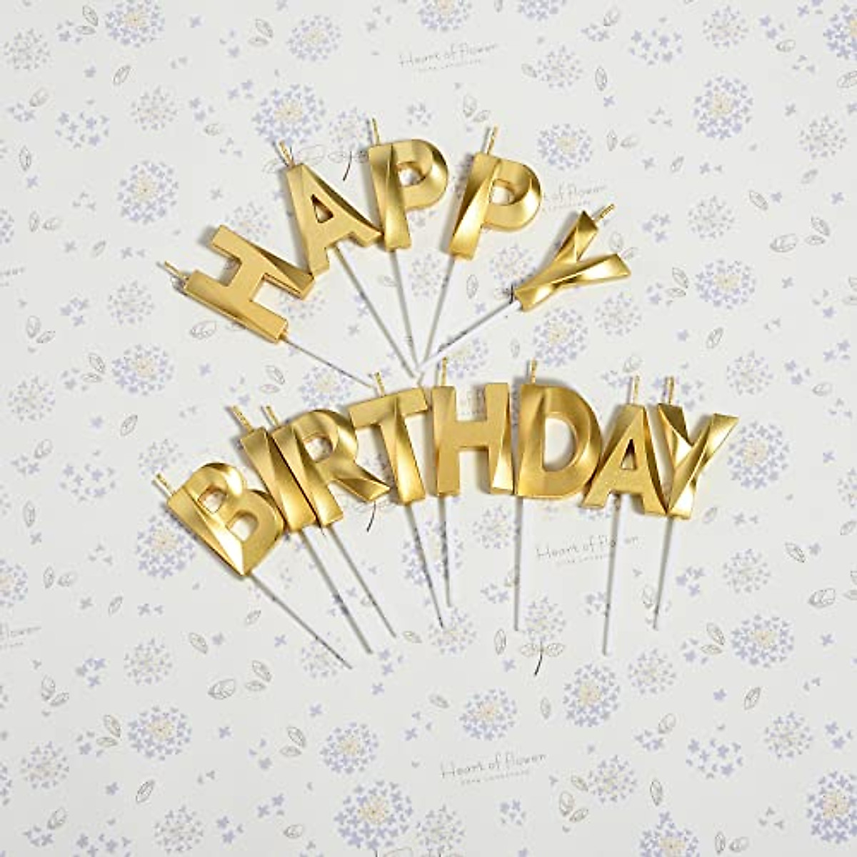 3D Happy Birthday Letters Candles，Gold Alphabets Unique Cake Toppers Birthday Candles for Birthday Party Decorations