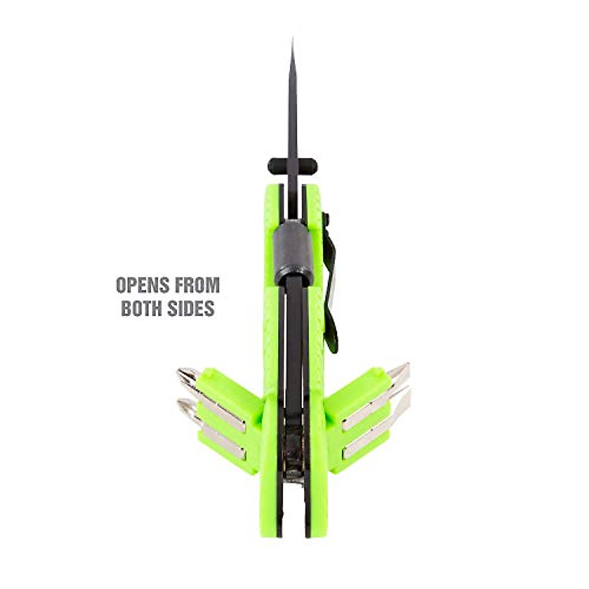 OEMTOOLS 25541 Cut and Drive Multi Tool, Drop Point Knife, Screwdriver, Bit Set, Ruler, and Bottle Opener, EDC, Contractor, HVAC Tool, Green and Black