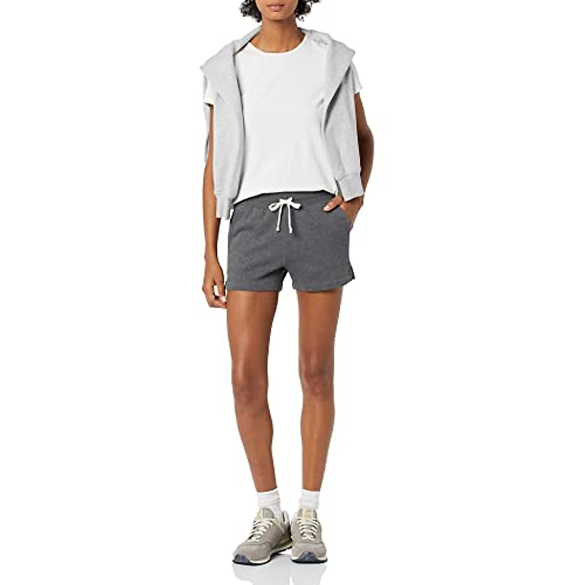 Amazon Essentials Women's Fleece Short, Charcoal Heather, X-Large
