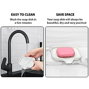 Silicone Soap Dish & Kitchen soap Tray - Self draining soap Dish, Soap Dish Shower | Silicone soap Holder | Soap Holder for Kitchen Sink | Small soap Dish - Durable Rubber Soap Dish with Drainage