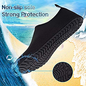 YALOX Water Shoes Women's Men's Outdoor Beach Swimming Aqua Socks Quick-Dry Barefoot Shoes Surfing Yoga Pool Exercise(XBL-Black,46/47EU)