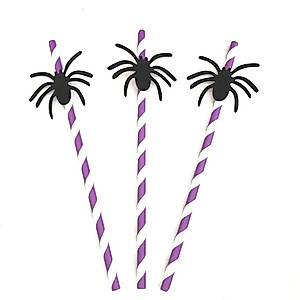 ZaH Pack of 60pcs Halloween Party Straws Disposable Straws for Kids Adult Cute Funny Party Supplies Photo Favor Halloween Decoration (BATS/SKULL/BOO!/SPIDER/PUMPKIN/SWITCH)