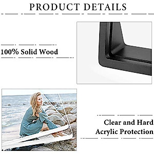 Waysse 4x6 Picture Frames,Wooden Picture Frame 2 Pack- Black Picture Photo Frame with High Difinition Acrylic Glass Covers Rustic Photo Frames for Wall or Tabletop Display (Vertical)