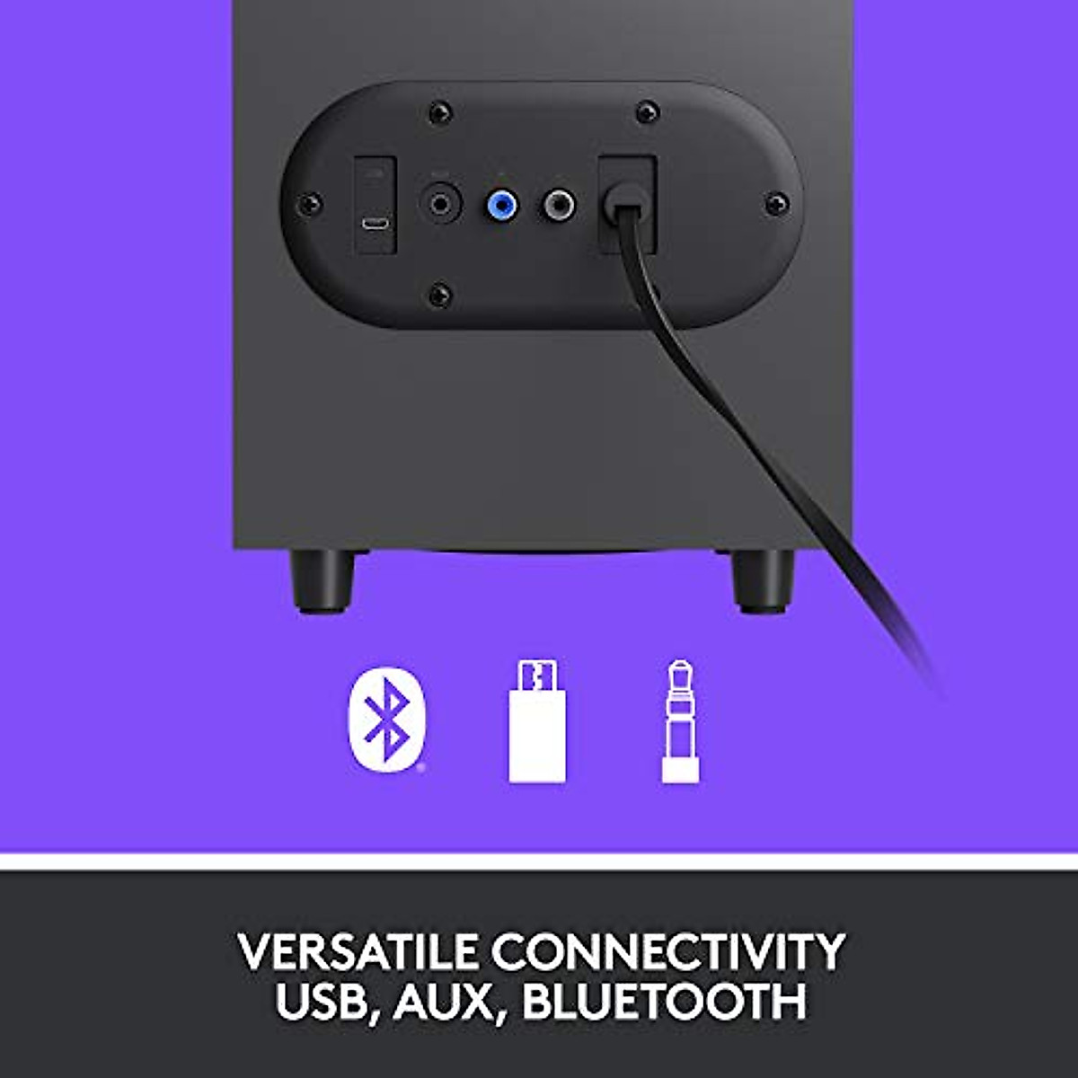 Logitech Z407 Bluetooth Computer Speakers with Subwoofer and Wireless Control, Immersive Sound, Premium Audio with Multiple Inputs, USB Speakers
