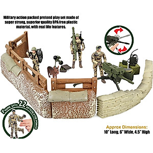 Click N' Play Military Toy Play Set | Trench Defense Unit Action Figures | 25 Pieces Army Men Toys for Boys | Military Toys for 3 Year Old Boys and Older