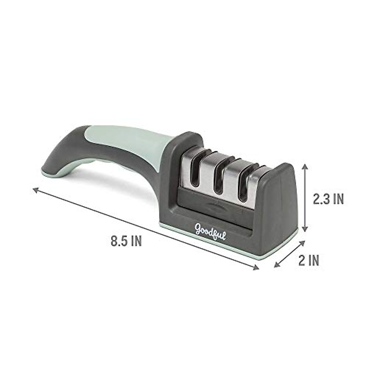 Goodful 3-Stage Knife Sharpener, Helps Repair, Restore and Polish Non-Serrated Blades Quickly, Safely & Easily, Sage