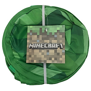 Jay Franco Minecraft Creeper Pop Up Hamper - Mesh Laundry Basket/Bag with Durable Handles, 22" x 14"