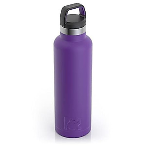 RTIC 20 oz Vacuum Insulated Water Bottle, Metal Stainless Steel Double Wall Insulation, BPA Free Reusable, Leak-Proof Thermos Flask for Hot and Cold Drinks, Travel, Sports, Camping, Majestic Purple