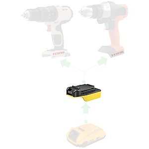Dual-Tool Battery Adapter Upgraded for Black and Decker 20v MAX (Not 18v) Tools or for Porter Cable 20v MAX (Not 18v) Tools - Compatible with DeWalt 20v MAX Battery Power - 1 Adapter Only